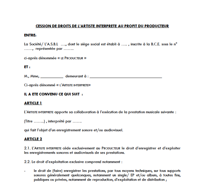Les différents types de contrats dans le secteur musical - Court-Circuit - Fédération des ...
