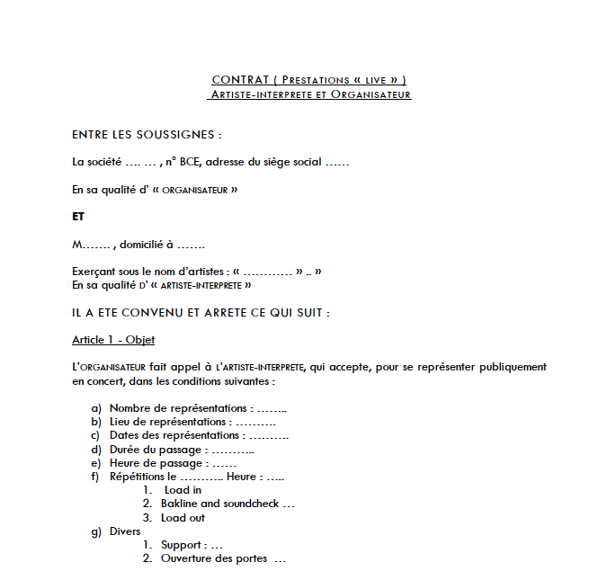 Les différents types de contrats dans le secteur musical - Court-Circuit - Fédération des ...